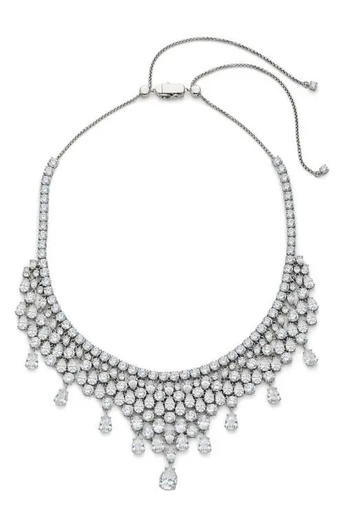 Nadri Cubic Zirconia Collar Necklace - Rhodium