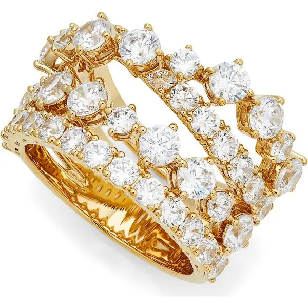 Nadri Cubic Zirconia Crisscross Stack Ring - Gold