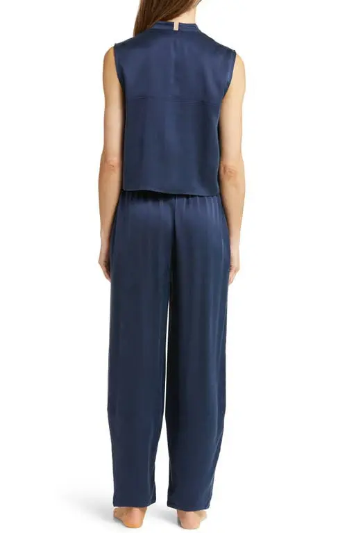 Lunya Washable Silk Sleeveless Pajamas - Deep Blue