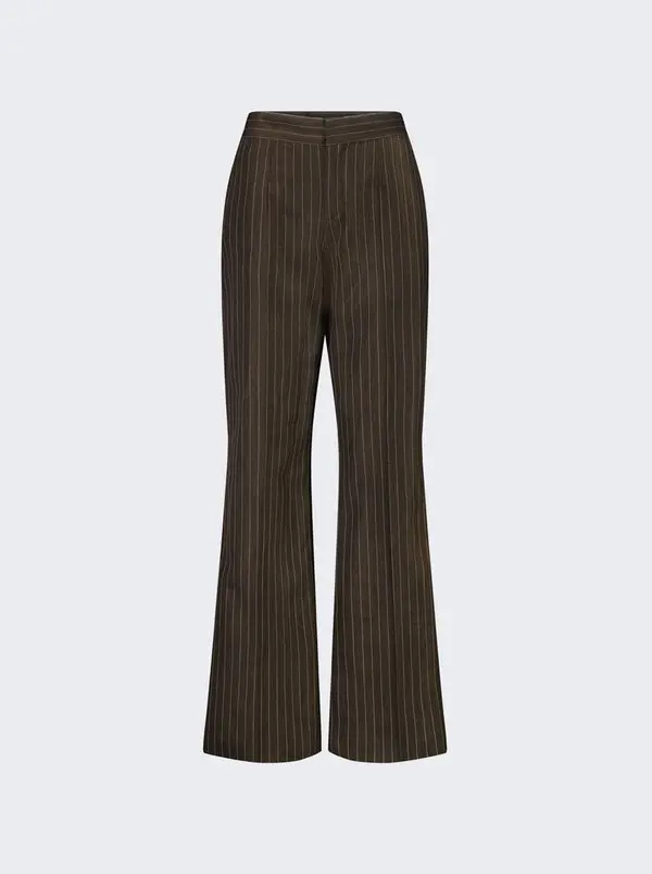 JEAN PAUL GAULTIER Pinstriped Flare Trousers - Brown