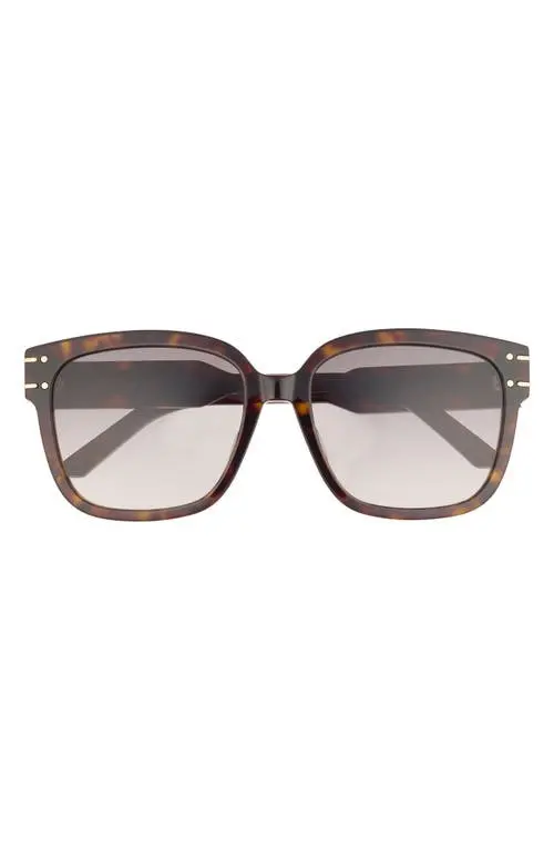 Dior Signature S7f 58mm Square Sunglasses - Dark Havana/gradient Brown
