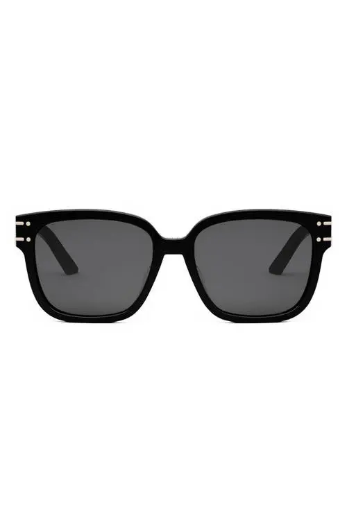 Dior Signature S7f 58mm Square Sunglasses - Shiny Black/smoke