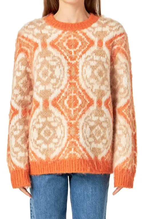 English Factory Medallion Crewneck Sweater - Orange
