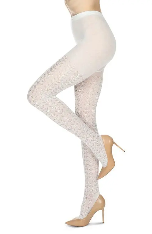 MEMOI Pelerine Pointelle Sweater Tights - Winter White