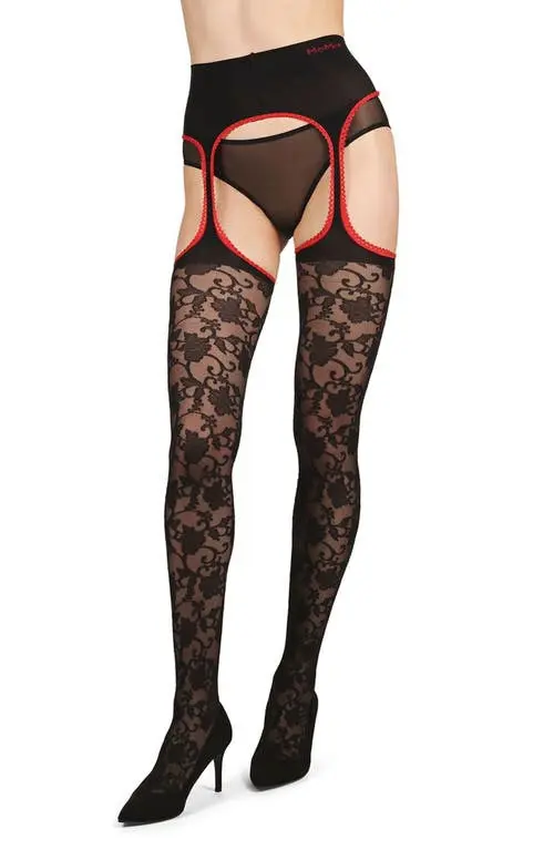 MEMOI Secret Garden Suspender Tights