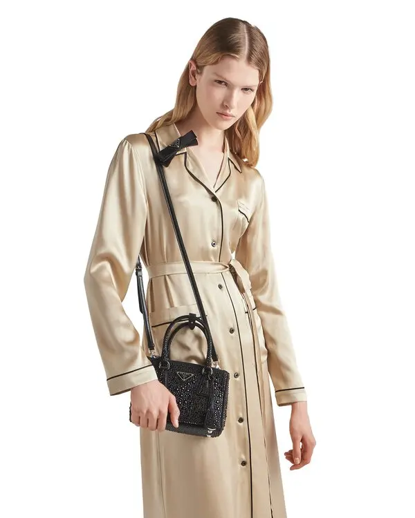 Prada Galleria Mini Satin Bag With Crystals