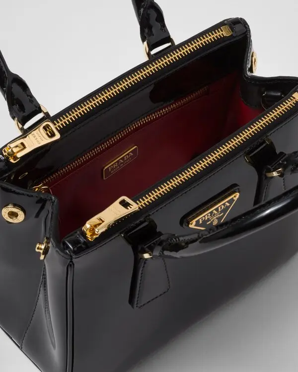 Prada Galleria Mini Patent Leather Bag - Black