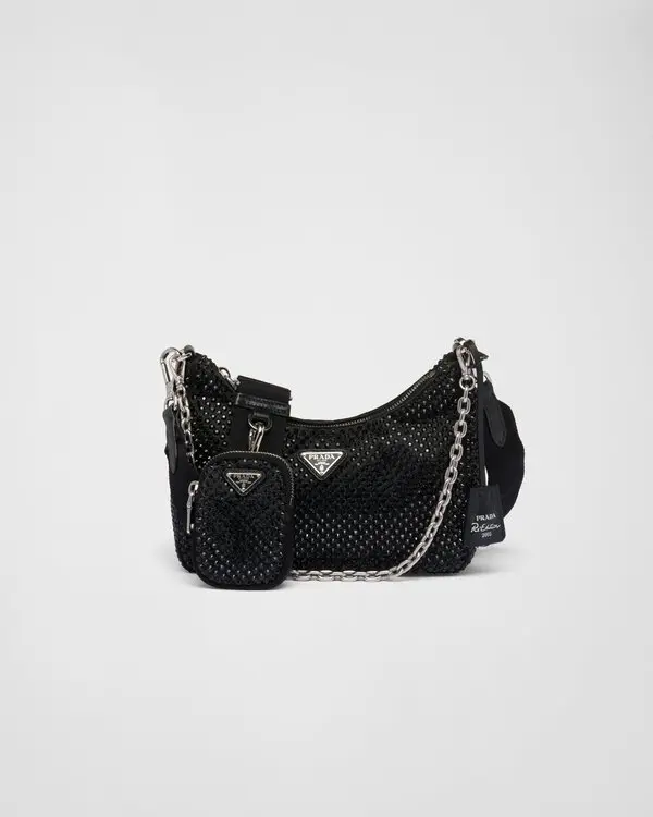 Prada Re-edition 2005 Satin Bag With Crystals