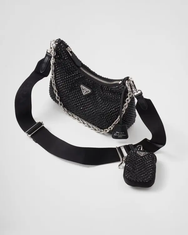 Prada Re-edition 2005 Satin Bag With Crystals