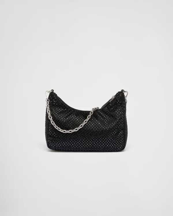 Prada Re-edition 2005 Satin Bag With Crystals