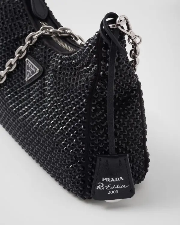 Prada Re-edition 2005 Satin Bag With Crystals