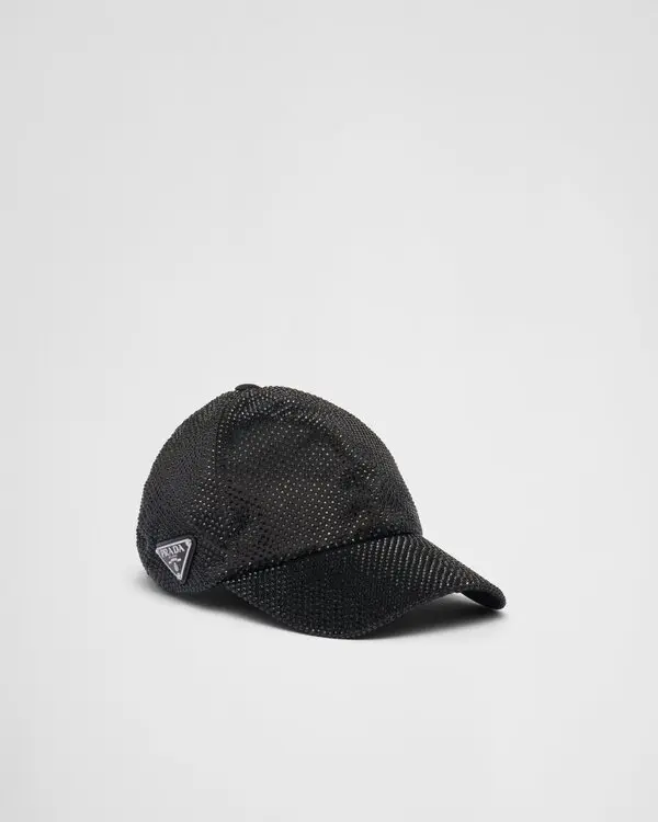 Prada Duchesse Baseball Cap With Crystals - Black