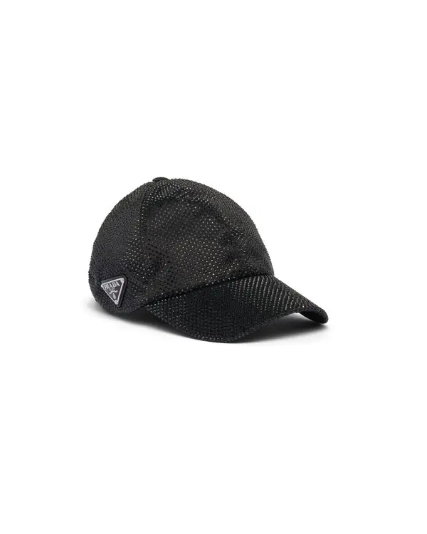 Prada Duchesse Baseball Cap With Crystals - Black