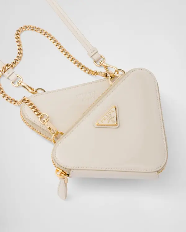 Prada Patent Leather Mini Pouch - Ivory | Editorialist
