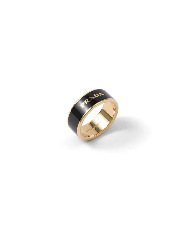Prada Enameled Metal Ring - Black