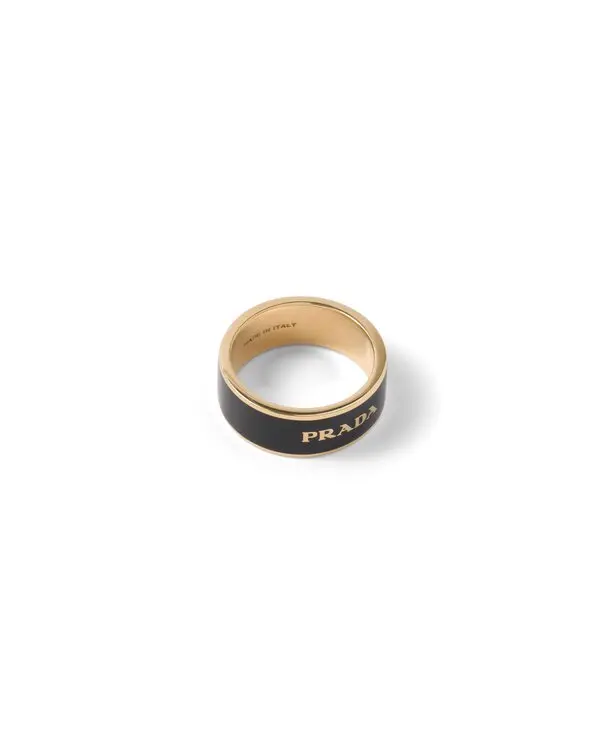 Prada Enameled Metal Ring - Black