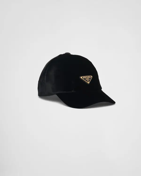 Prada Velvet Baseball Cap In Black | Editorialist