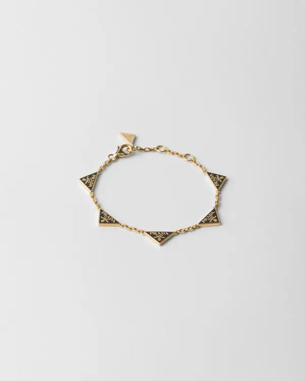 Prada Enameled Metal Bracelet - Black/gold