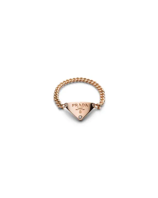 Prada Eternal Gold Chain Ring With Diamonds - Gold/silver