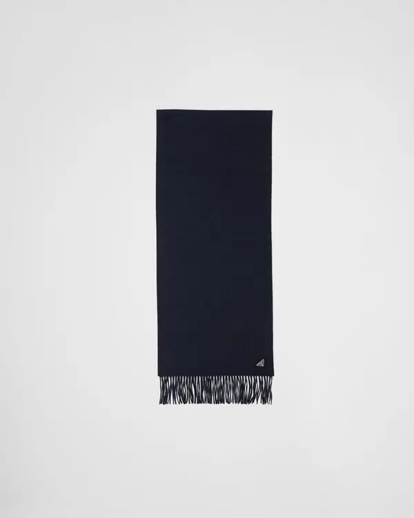 Prada Silk And Cashmere Scarf - Navy