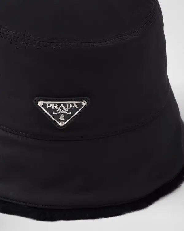 Prada Re-nylon And Shearling Bucket Hat