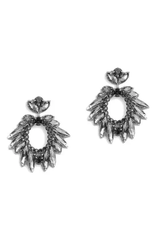 Deepa Gurnani Zienna Crystal Drop Earrings - Gunmetal