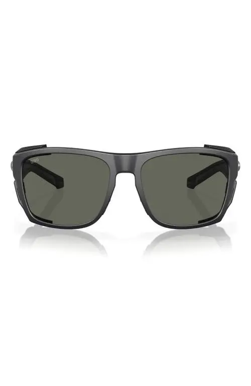 COSTA DEL MAR King Tide 6 58mm Polarized Rectangular Sunglasses - Gray