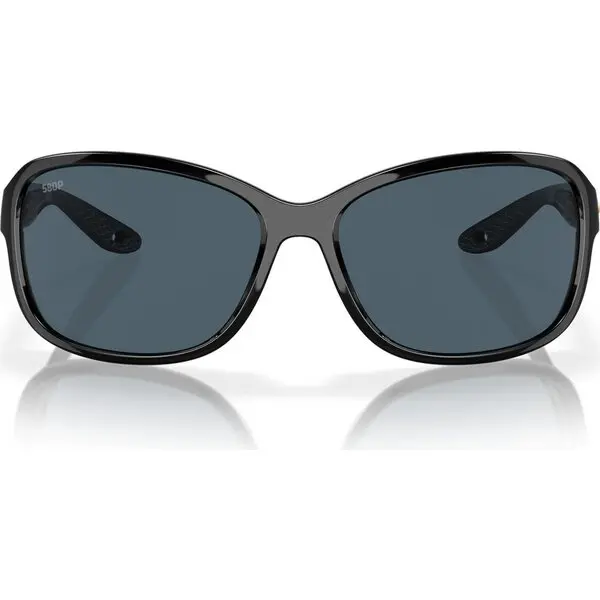 COSTA DEL MAR Seadrift 60mm Polarized Square Sunglasses - Black/ Gray