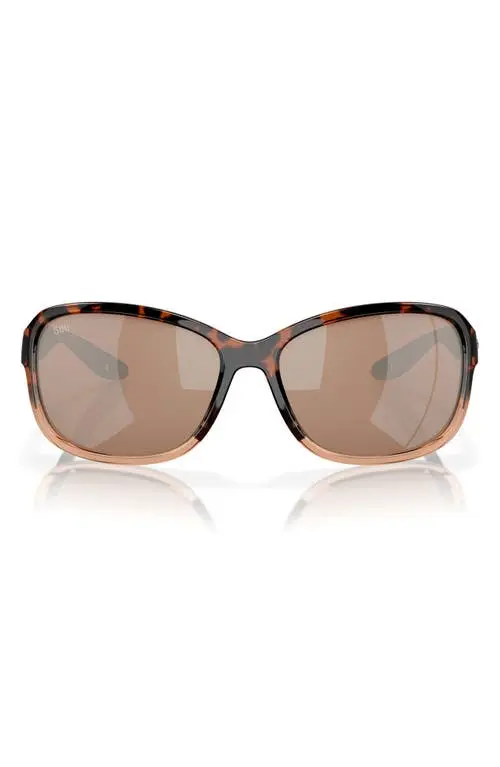 COSTA DEL MAR Seadrift 58mm Polarized Square Sunglasses - Copper Silver Mirror