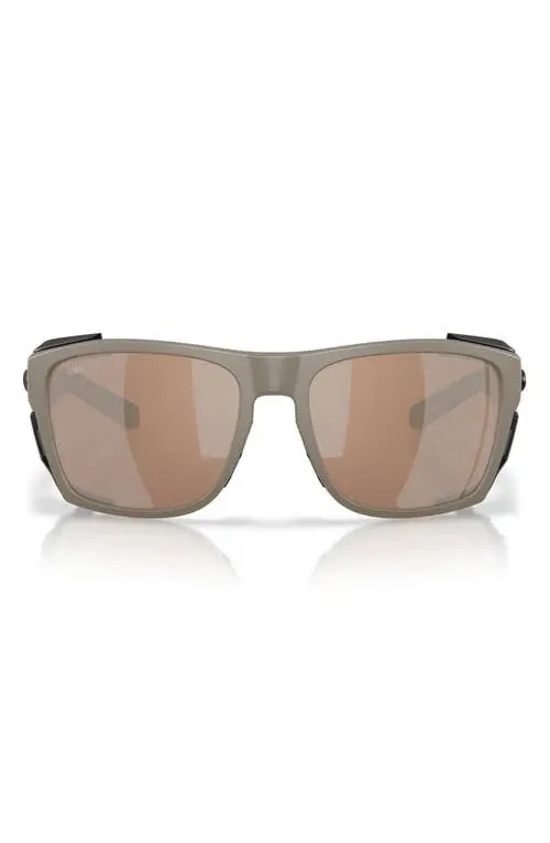 COSTA DEL MAR King Tide 6 58mm Polarized Rectangular Sunglasses - Sand/copper Silver