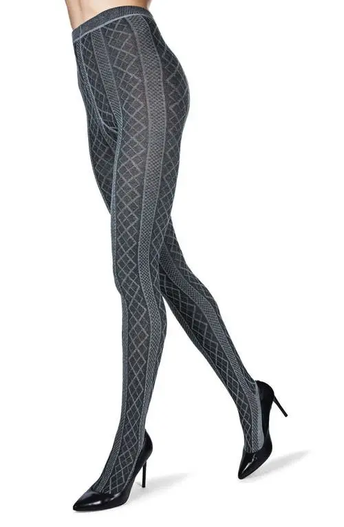 MEMOI Juneau Diamonds Sweater Tights - Dark Gray Heather