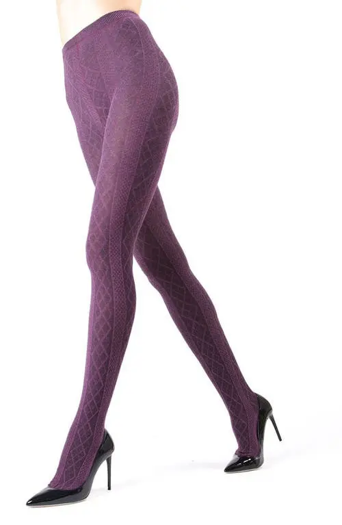 MEMOI Juneau Diamonds Sweater Tights - Grape Heather