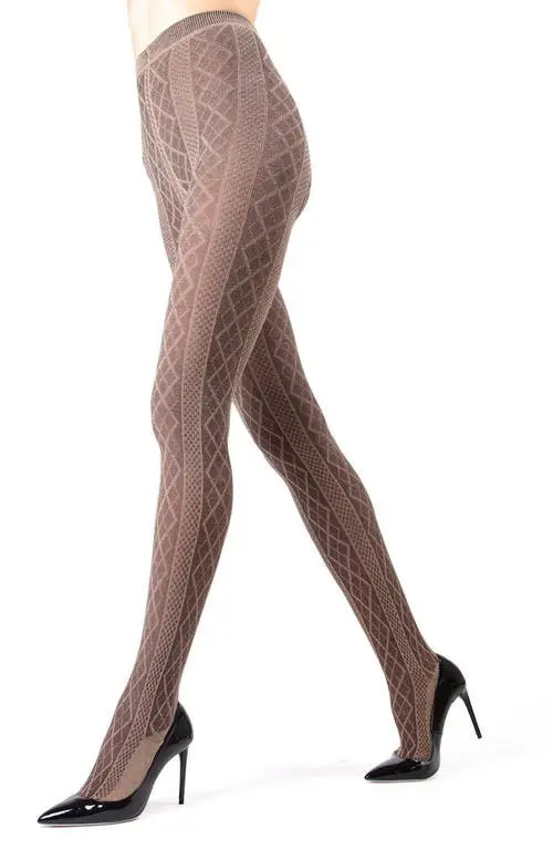 MEMOI Juneau Diamonds Sweater Tights - Lt Taupe Heather
