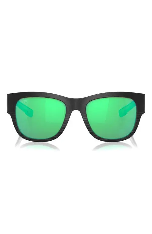 COSTA DEL MAR Caleta 55mm Square Sunglasses - Black/green Mirror