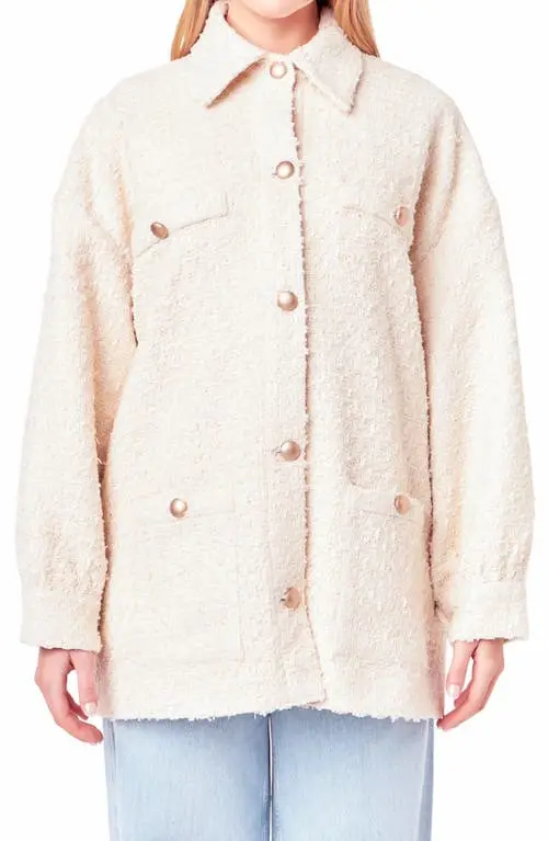 English Factory Tweed Shirt Jacket - Ivory
