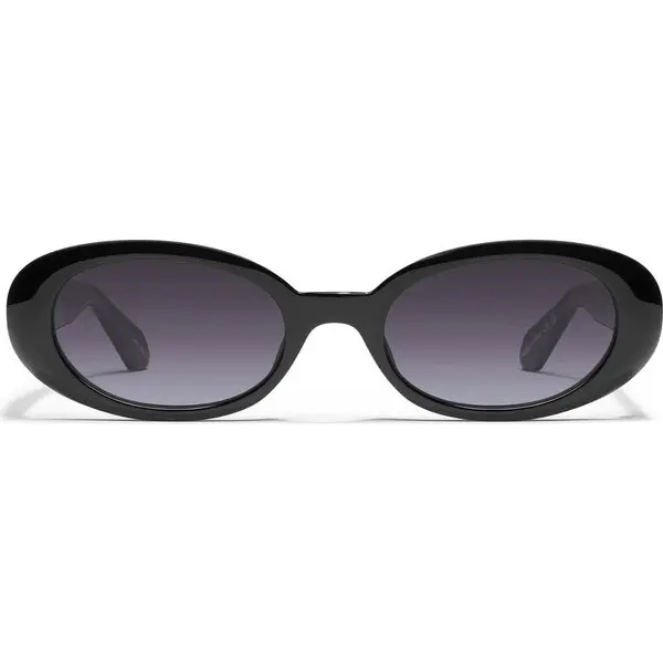 Quay Felt Cute 52mm Gradient Small Oval Sunglasses - Black/smoke