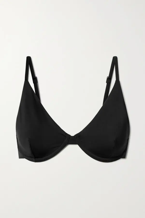 HAIGHT. Net Sustain + Tina Kunakey Tina Stretch Bikini Top - Black