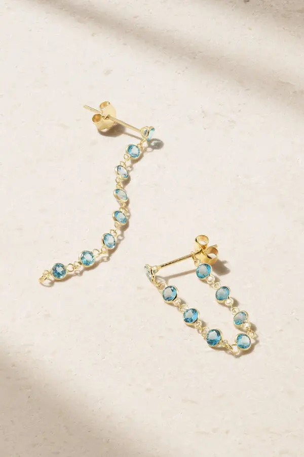 Jia Jia 14-karat Gold Topaz Drop Earrings - Blue
