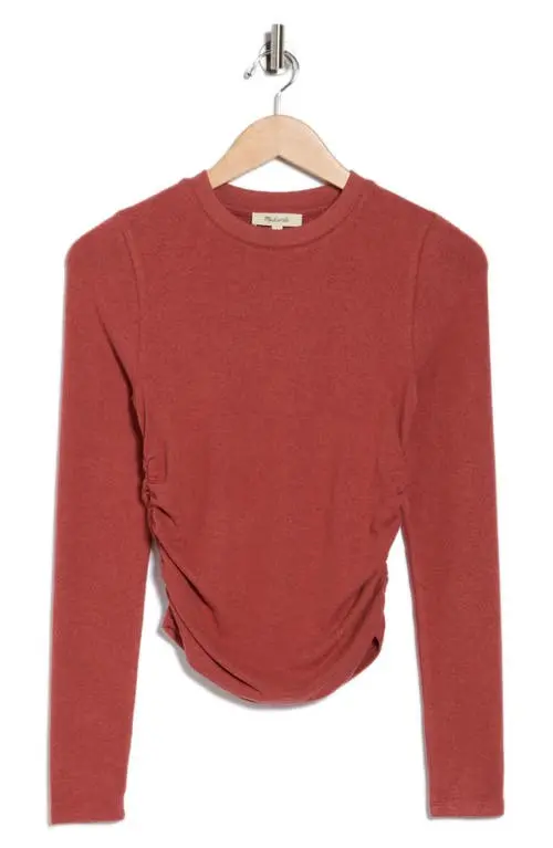 Madewell Long Sleeve Ruched Brushed Jersey Top - Antique Rose