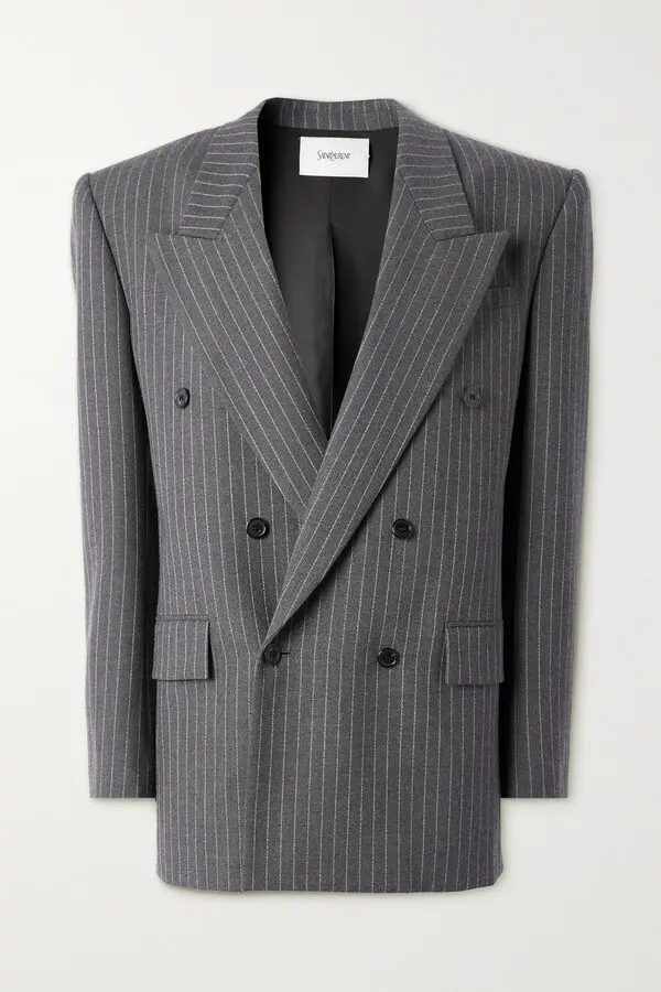 Saint Laurent Pinstriped Double-breasted Wool Blazer