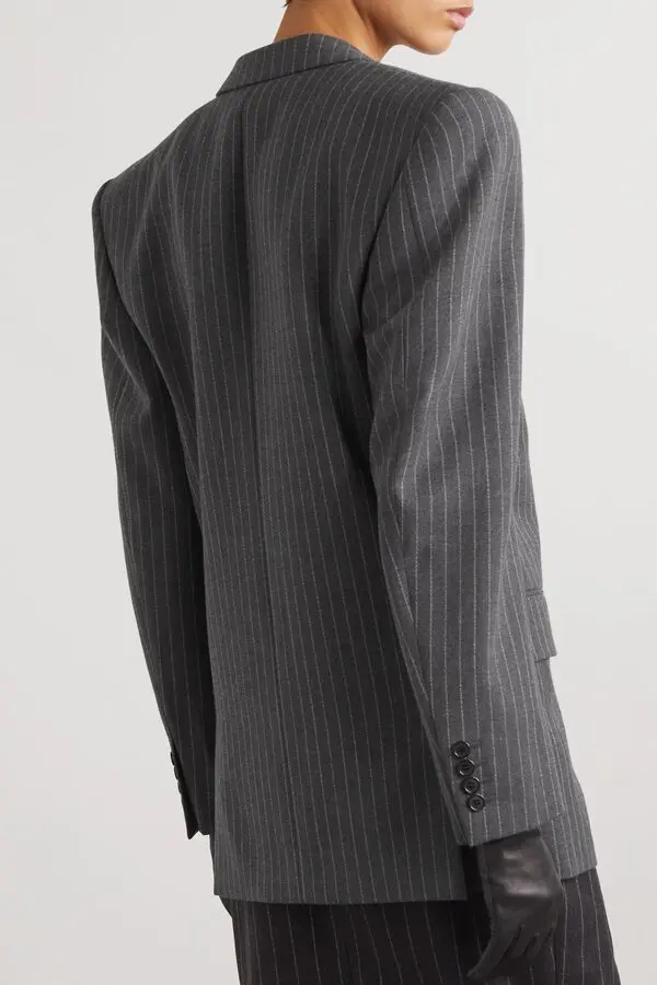 Saint Laurent Pinstriped Double-breasted Wool Blazer
