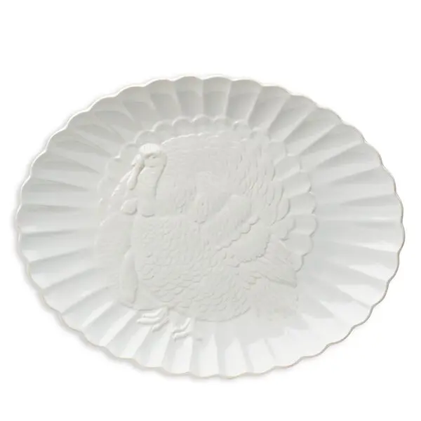 LENOX French Perle Carved Turkey Platter - White