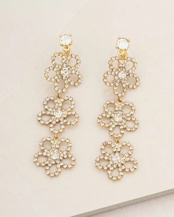 Ettika Crystal Flower Drop Earrings