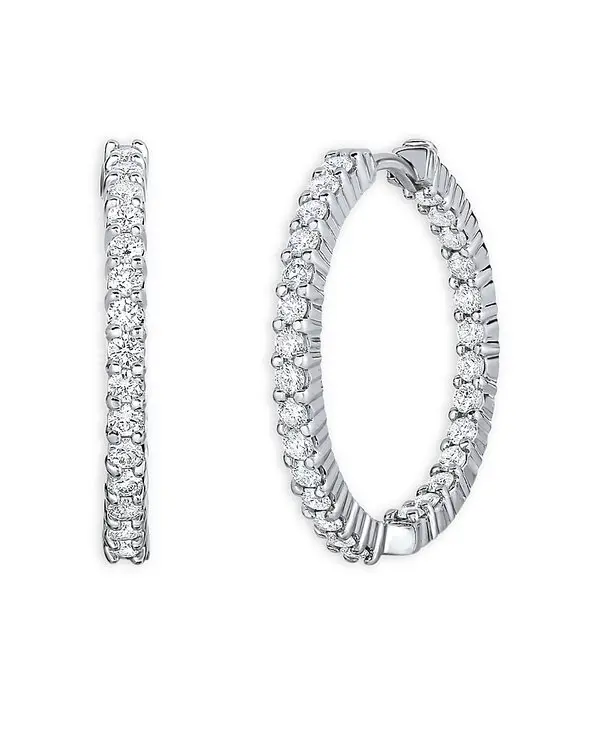 Roberto Coin 18k Gold Diamond Hoop Earrings - White