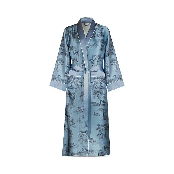 Gingerlily X Sheila Bridges Harlem Toile Silk Robe - Blue