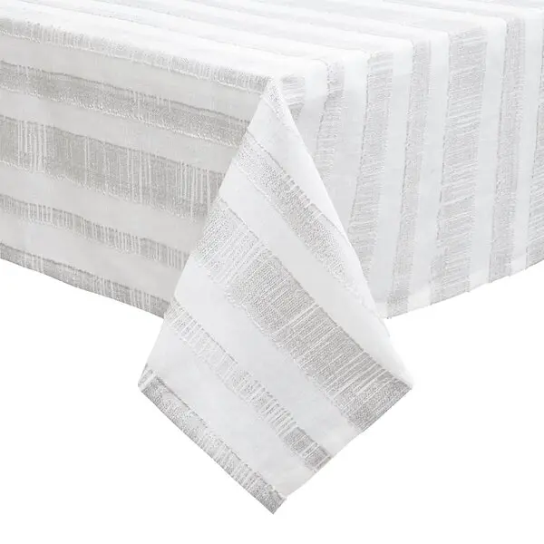 MODE LIVING Seville Tablecloth, 70 X 108 - White/silver