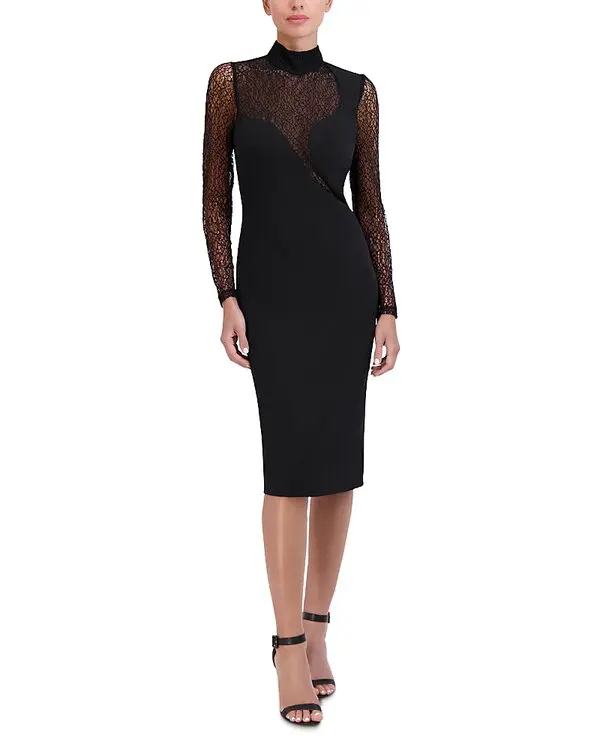 Bcbgmaxazria Webbed Asymmetrical Mock Neck Dress In Black - 25% Off |  Editorialist