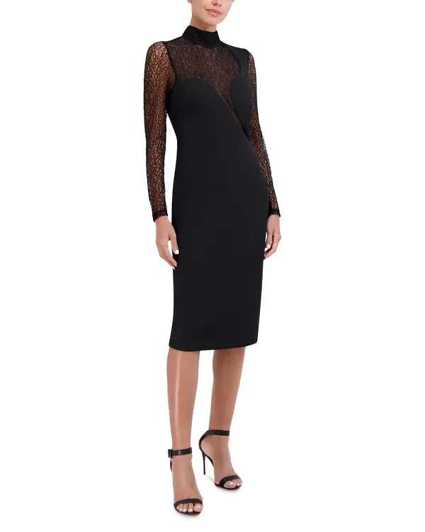 Bcbgmaxazria Webbed Asymmetrical Mock Neck Dress In Black - 25% Off |  Editorialist