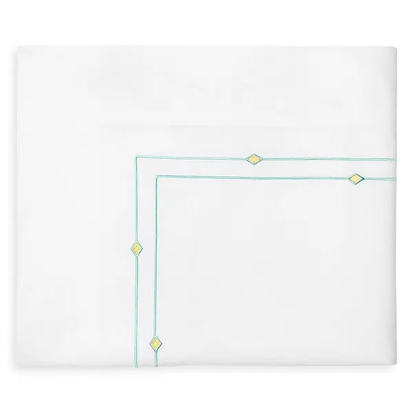 SFERRA Diamantini Flat Sheet, Twin - White/aqua