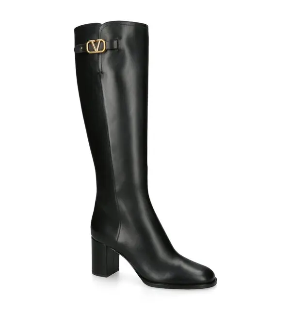 Valentino Garavani Leather Vlogo Knee-high Boots 70